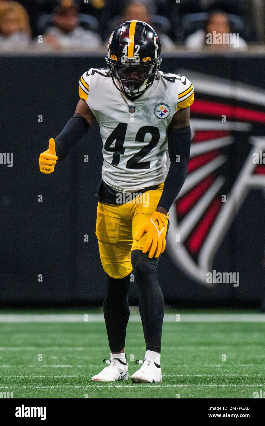 Pittsburgh Steelers cornerback James Pierre (42) lines up during the ...