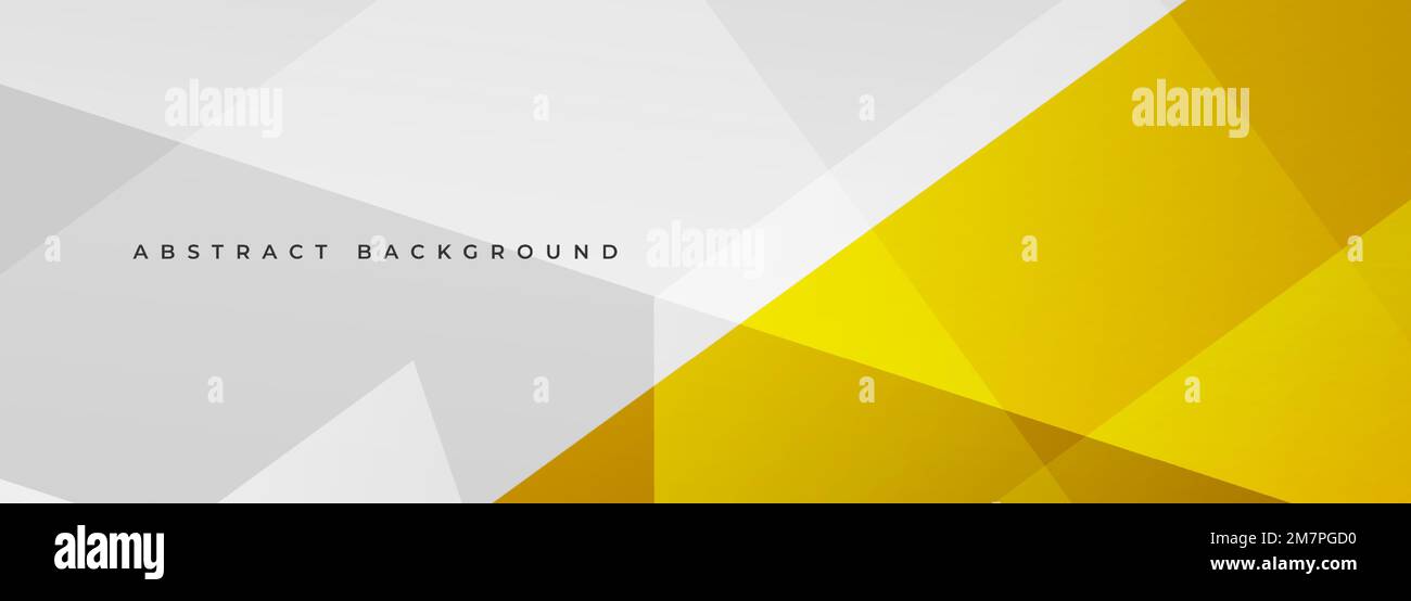 White and yellow modern abstract wide banner with geometric shapes ...