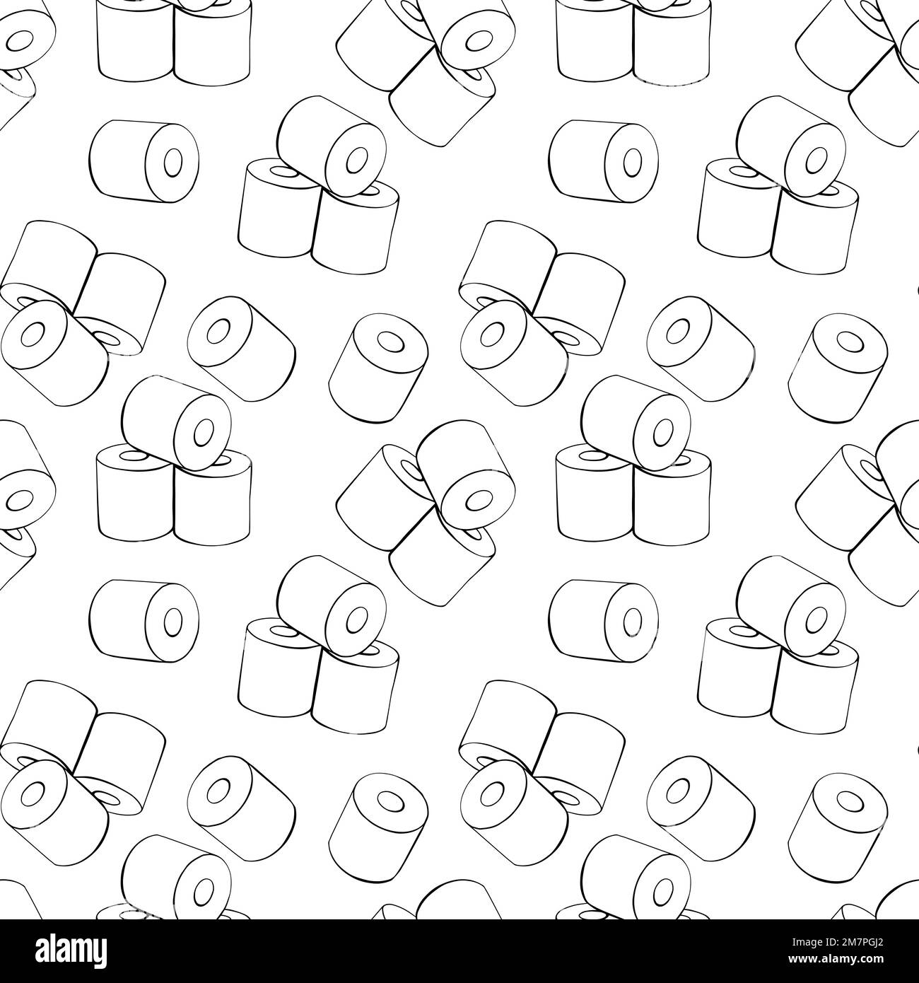 Toilet paper rolls seamless pattern on a white background. Vector ...