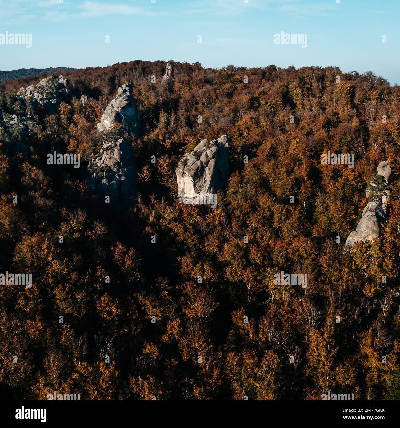Dovbush rocks and a view of them from a height, a photo of Dovbush ...