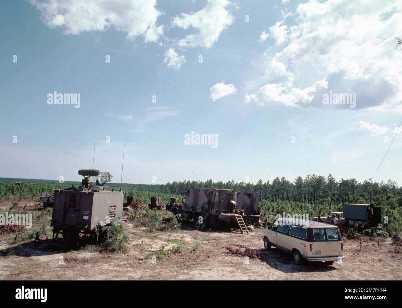 Ground view of a mobile Hawk missile site control complex at Ranger ...