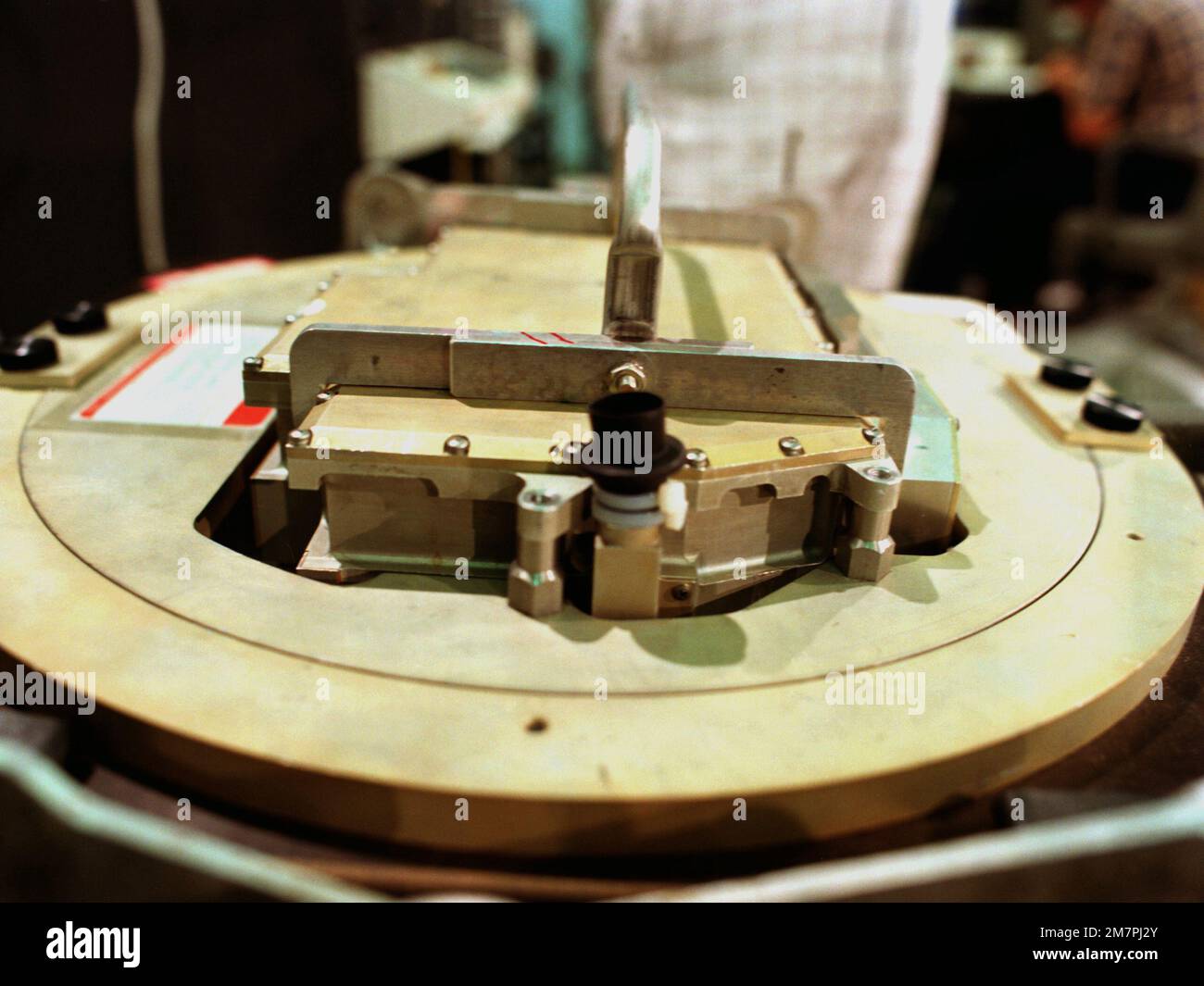 Close-up view of a holding fixture of the Dormant Inertial Navigation ...