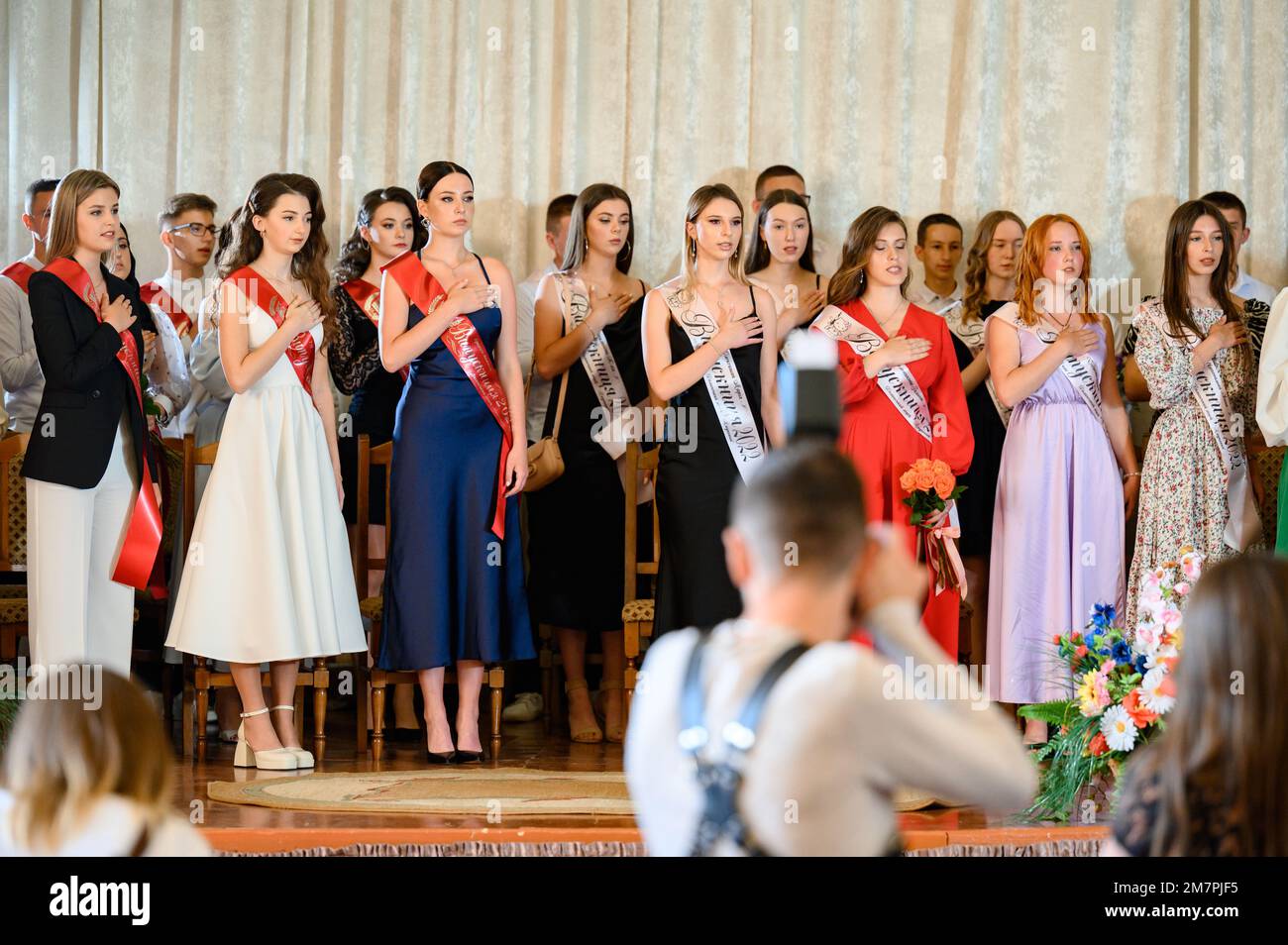 Ivano-Frankivsk, Ukraine June 21, 2022: graduation evening and ...
