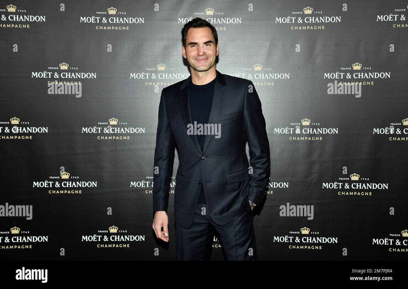 Roger Federer attends the Moet & Chandon holiday season celebration at ...