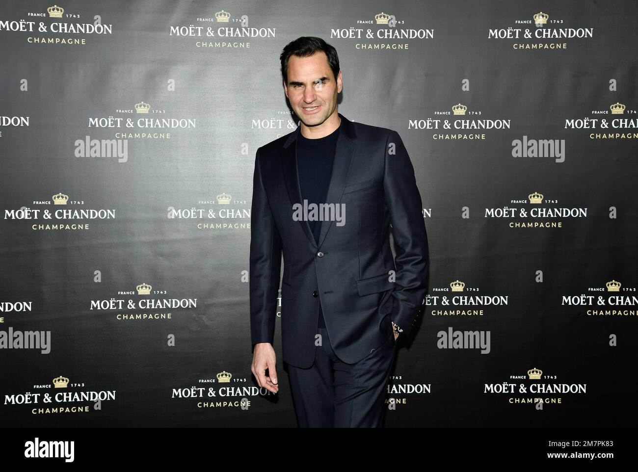 Roger Federer attends the Moet & Chandon holiday season celebration at ...