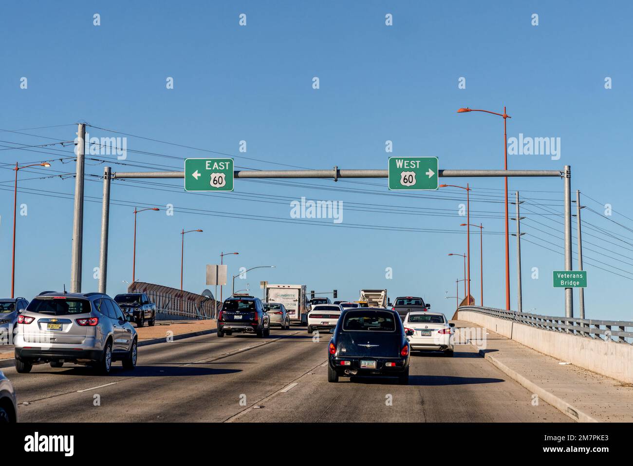 Surprise, AZ - Nov. 17, 2022: Signs for Route US-60 East and West, also ...
