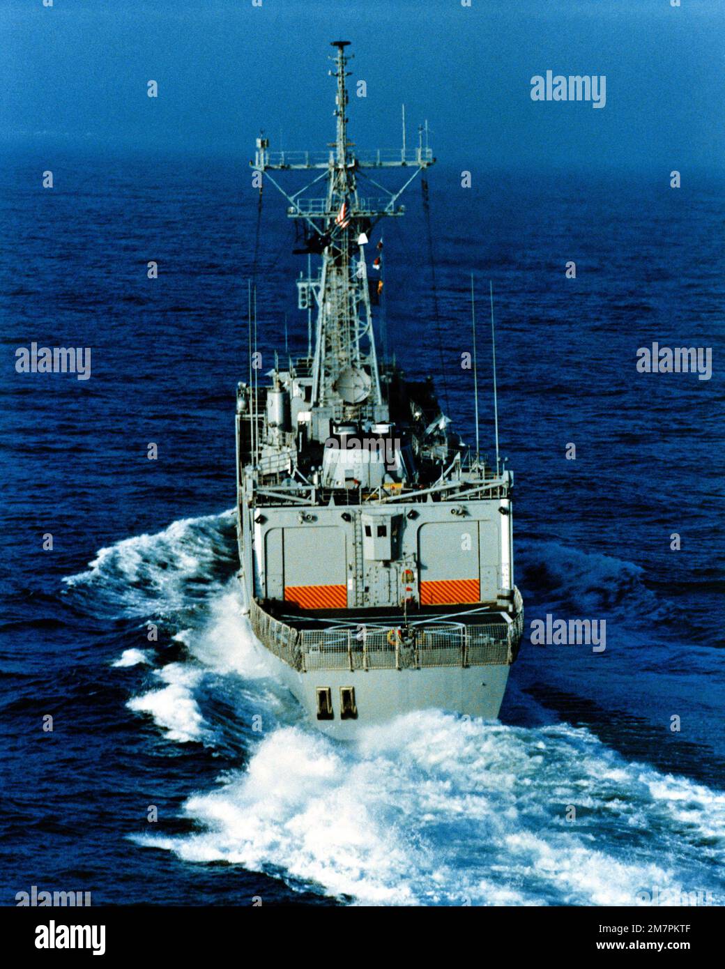 A stern view of the Australian frigate ADELAIDE (F-01) as Todd Pacific ...