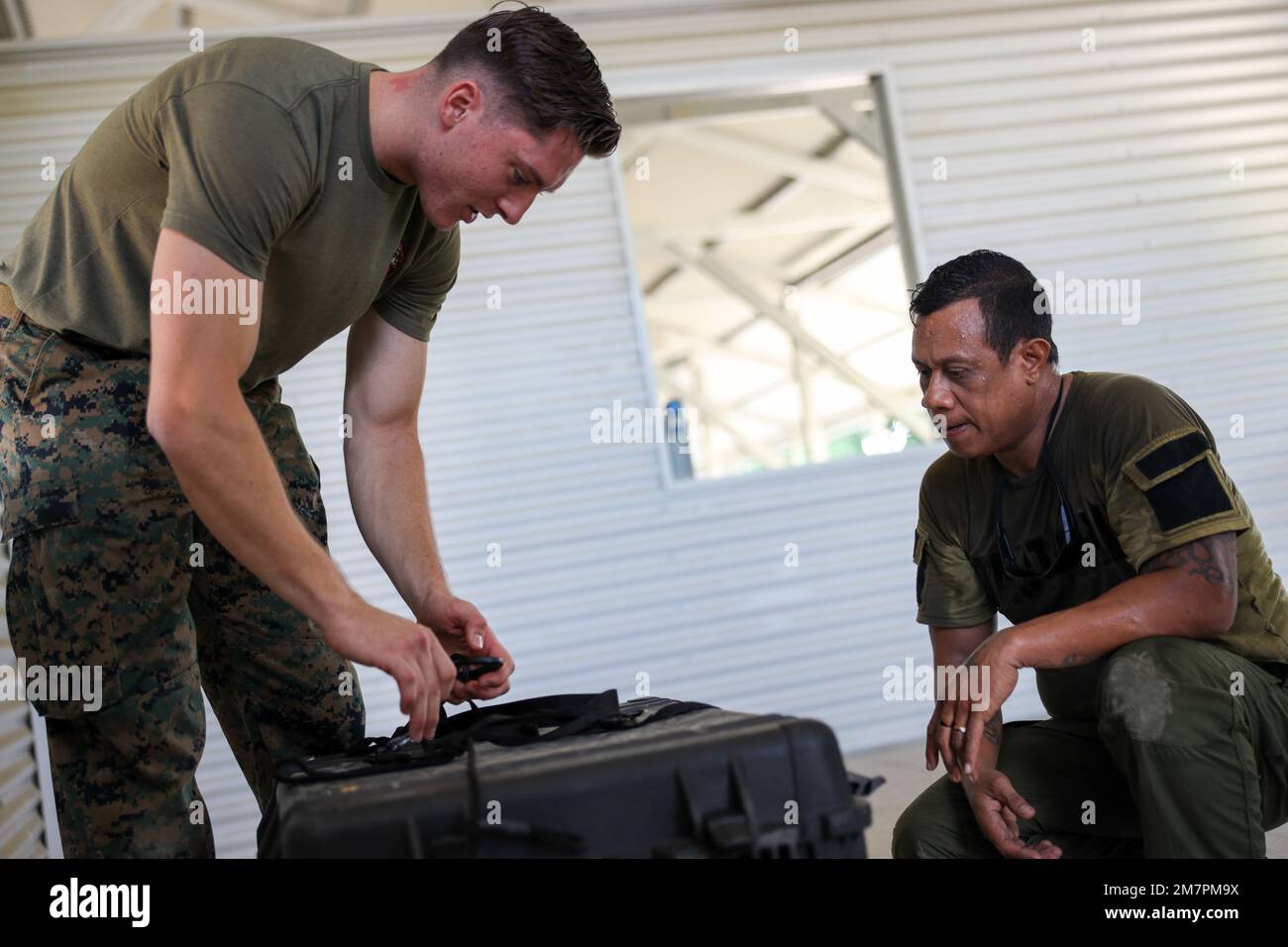 U.S. Marine Corps Sgt. Tyler Foutz, an explosive ordnance disposal (EOD) technician with 1st EOD ...