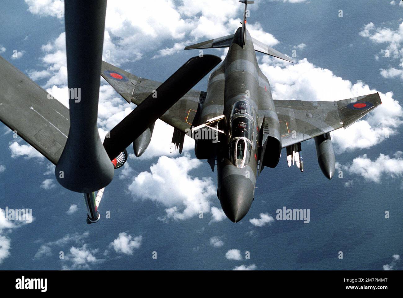 High angle front view of a Royal Air Force RF-4 Phantom II aircraft ...
