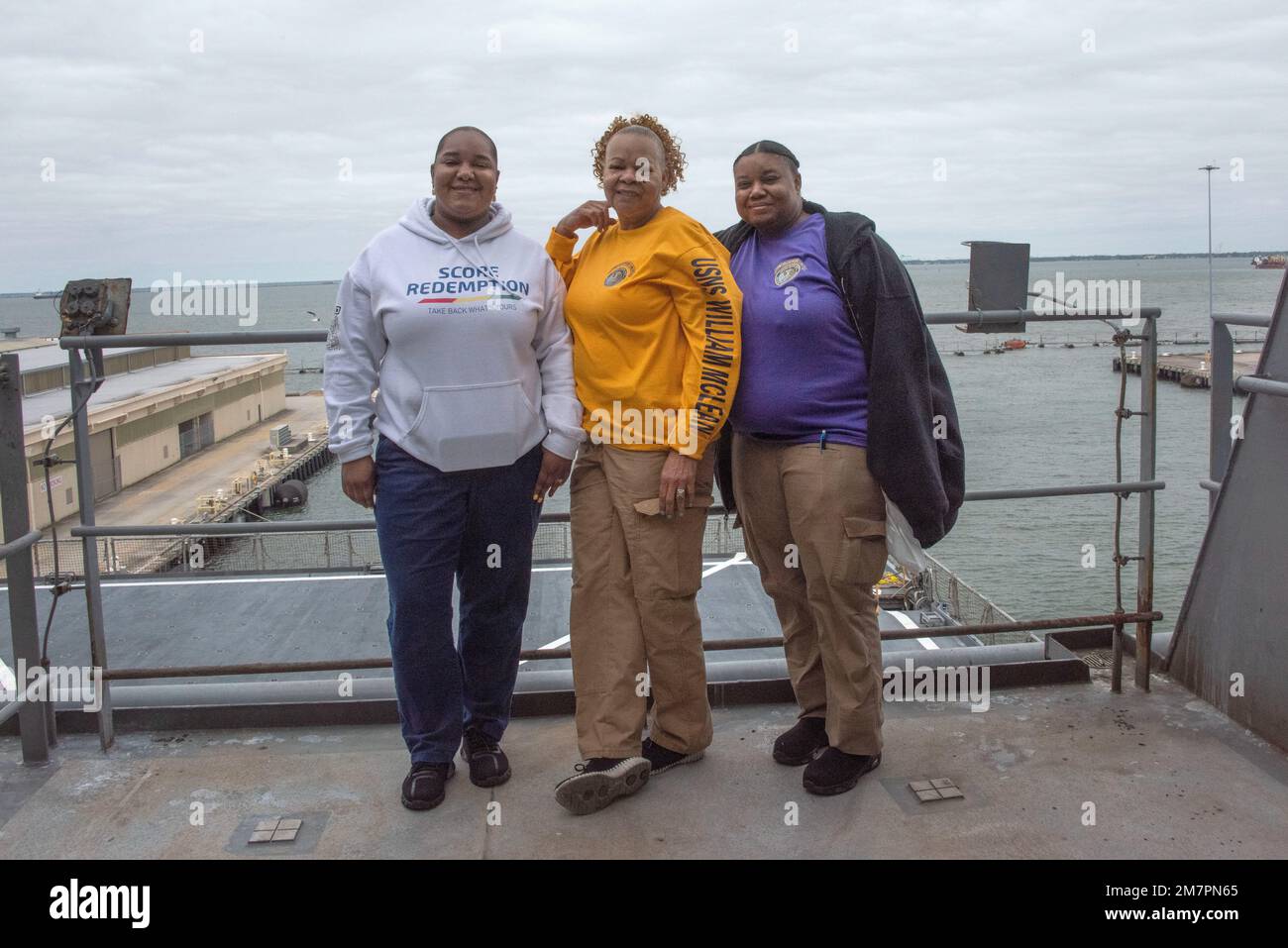 (Left to right) Military Sealift Command (MSC) civil service mariners ...