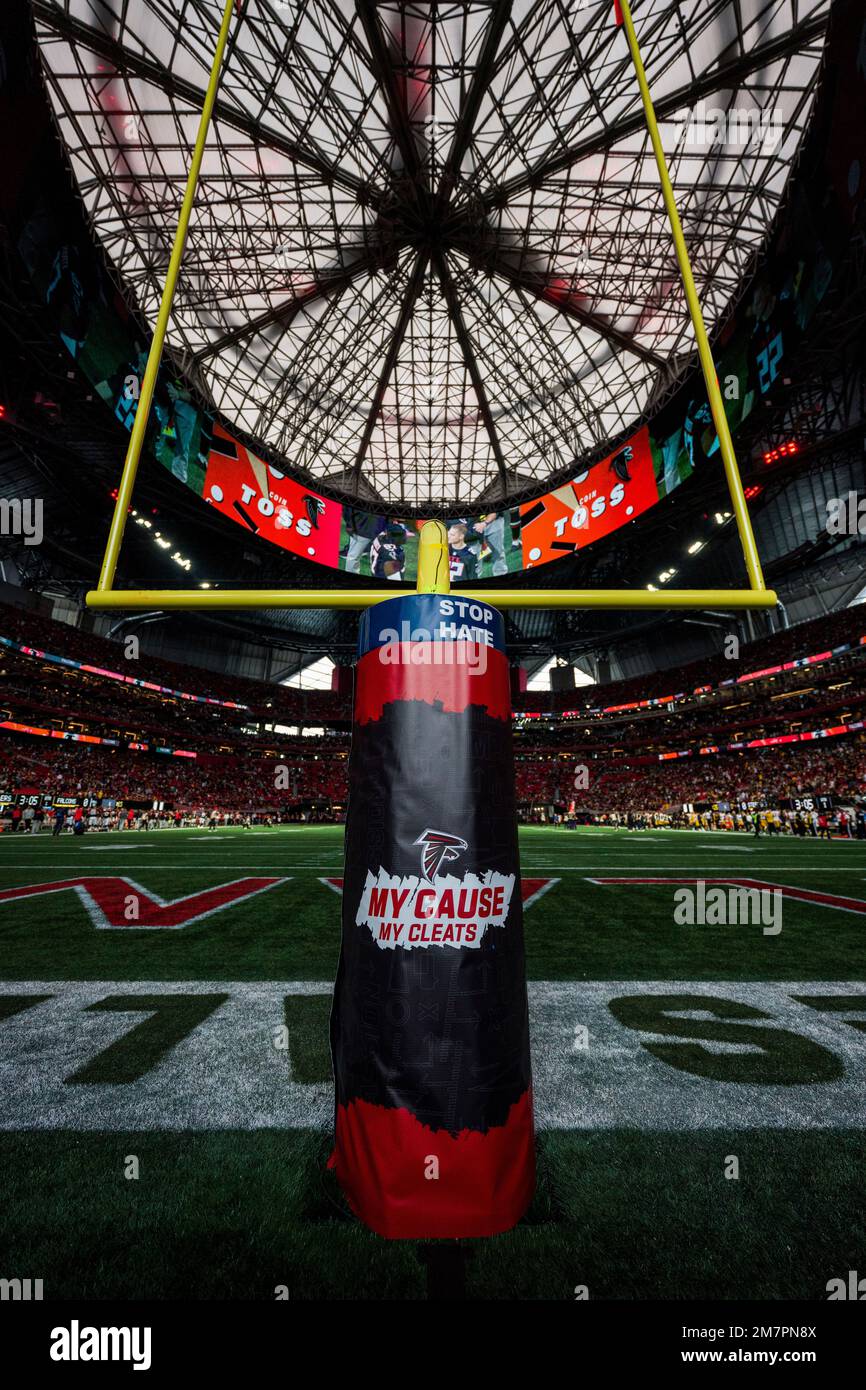 My Cause My Cleats signage is displayed on the goal post before an NFL ...