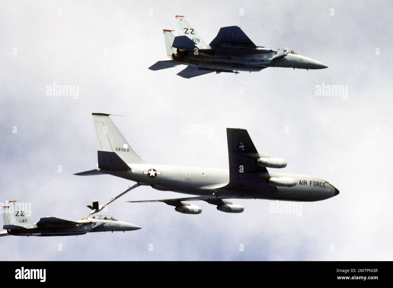A right side view of a KC-135 Stratotanker from the 909th Air Refueling ...