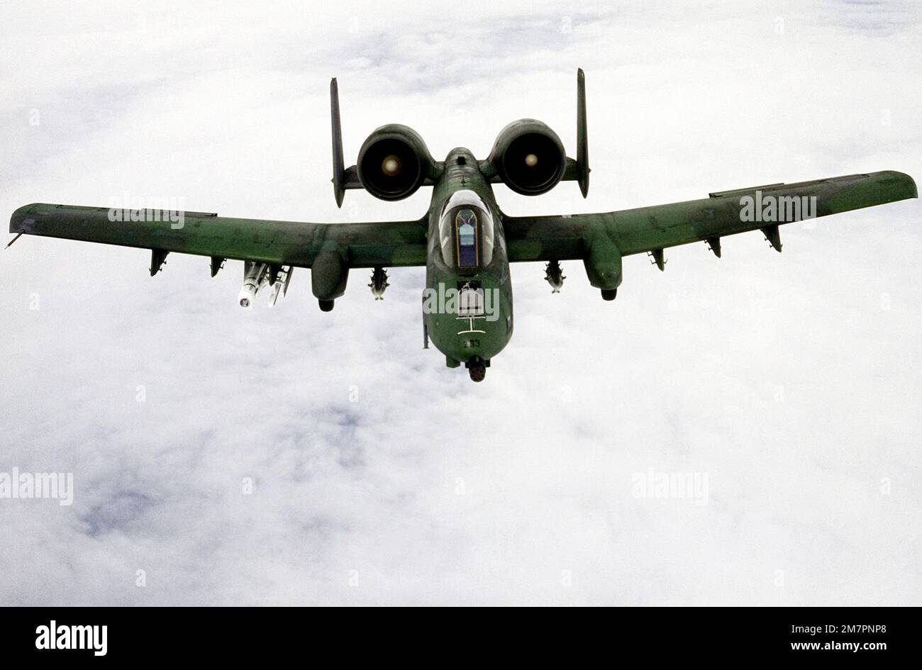 High angle front view of an A-10 Thunderbolt II aircraft, assigned to ...