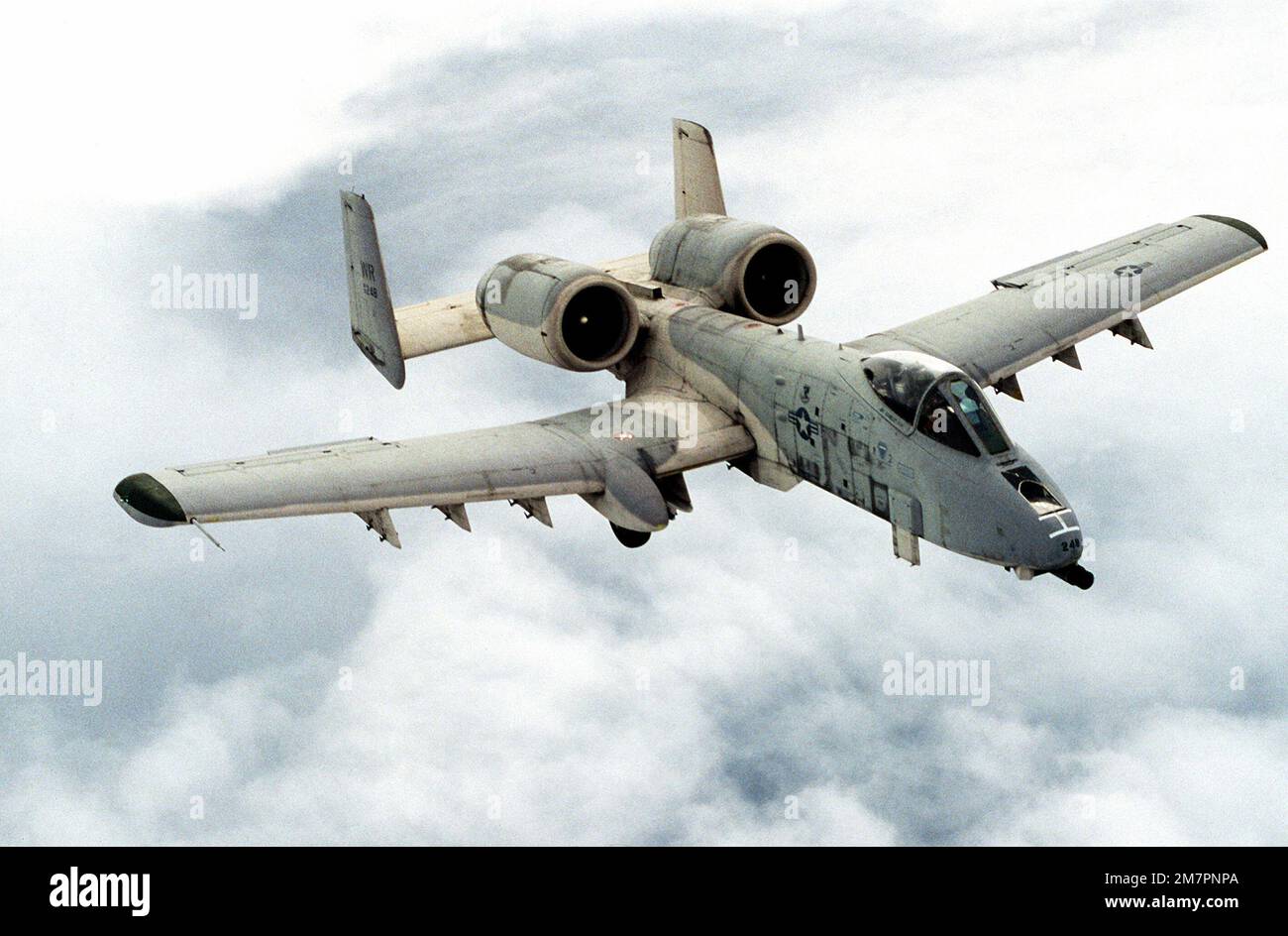 High angle right side view of an A-10 Thunderbolt II aircraft assigned ...