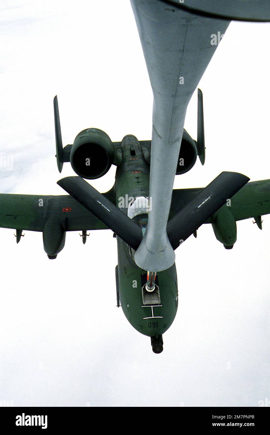 High angle front view of an A-10 Thunderbolt II aircraft, assigned to ...