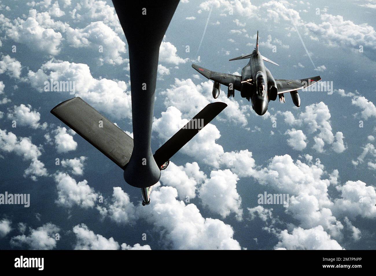 High angle front view of a Royal Air Force RF-4 Phantom II aircraft ...