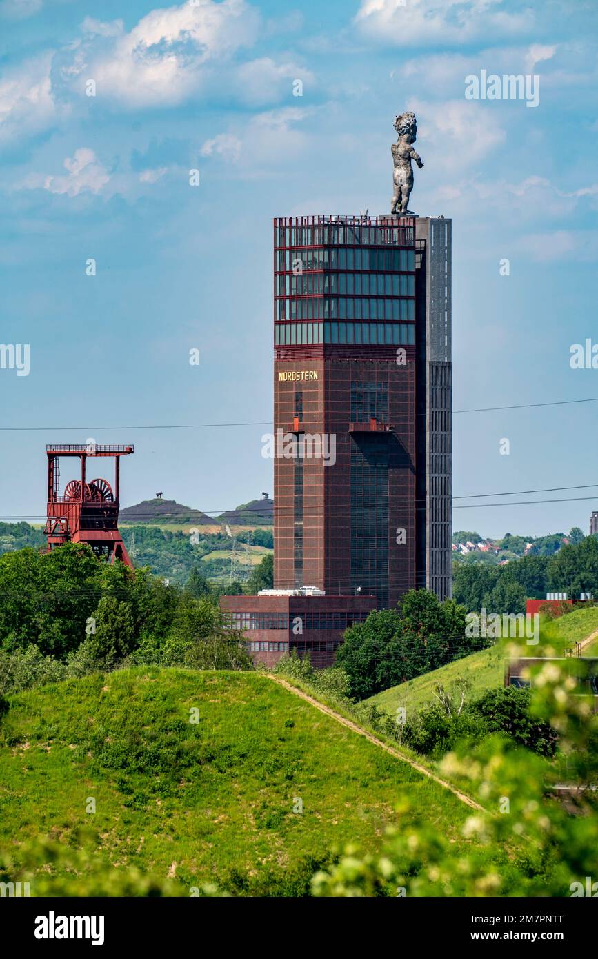 The Nordsternpark, former Nordstern colliery site, winding tower ...