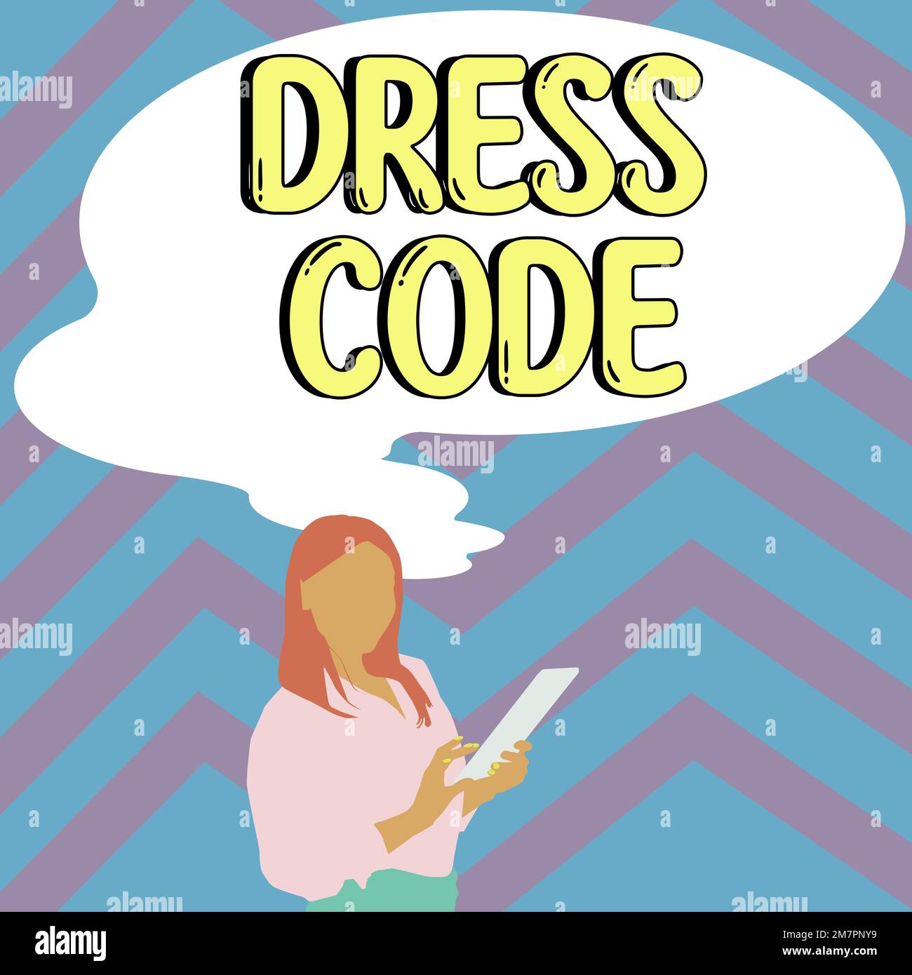Text caption presenting Dress Code, Business approach an accepted way ...