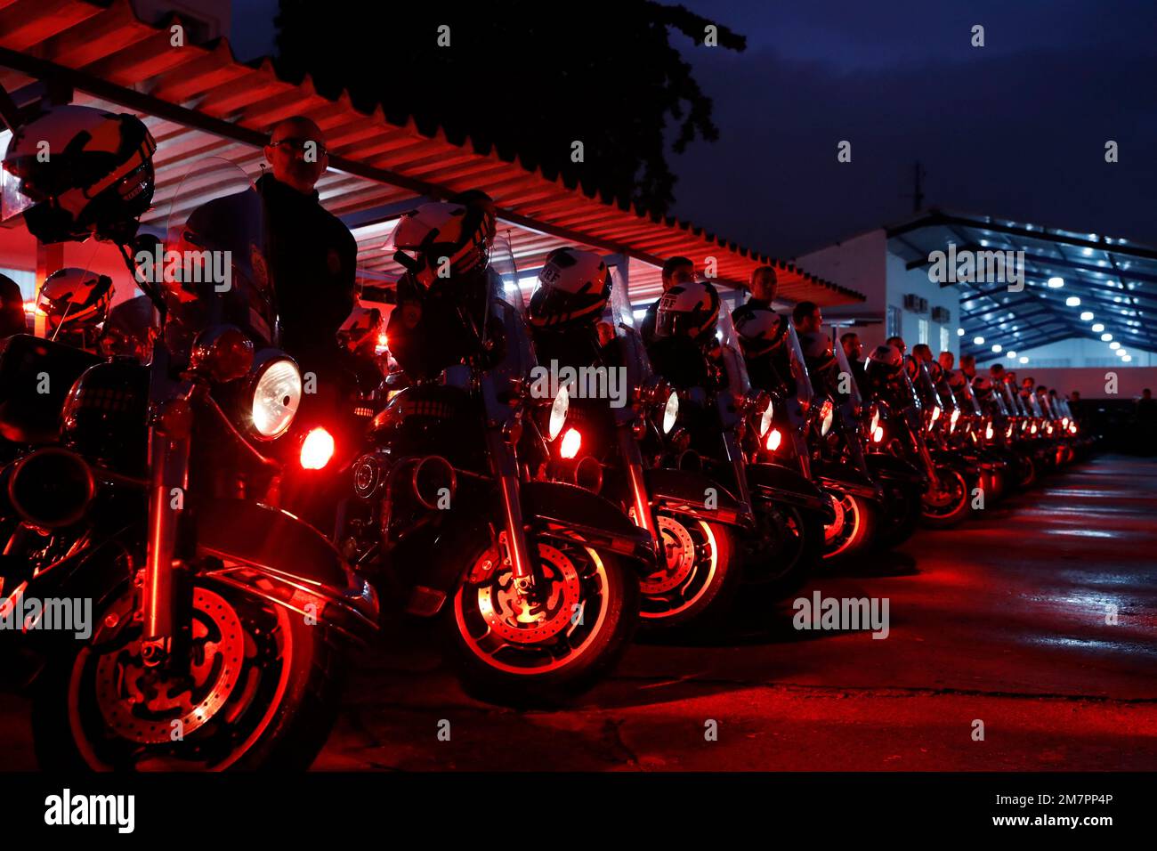 Federal Highway Police motorcycle new fleet. Troops with motorbike ...