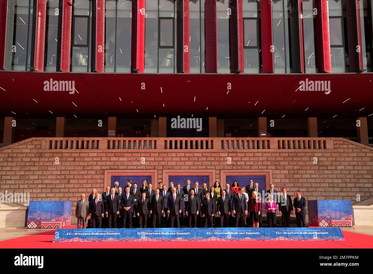 European Union and Western Balkan leaders pose during a group photo at ...