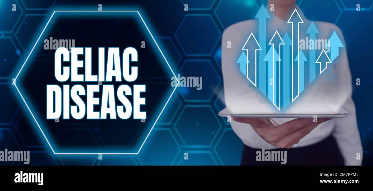 Writing displaying text Celiac Disease. Concept meaning Small intestine ...