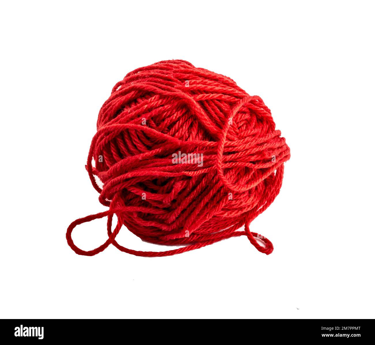 Red ball of yarn for knitting isolated on white background Stock Photo ...