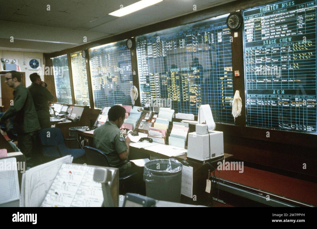 AN interior view of a command post during exercise Purple Duck, a ...