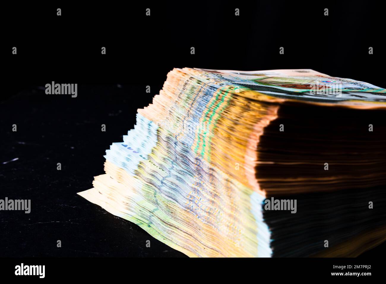 Stack of LEI Romanian money. RON Leu Money European Currency Stock ...