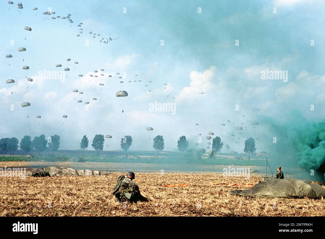 82nd Airborne Division air traffic controllers coordinate on radio with ...