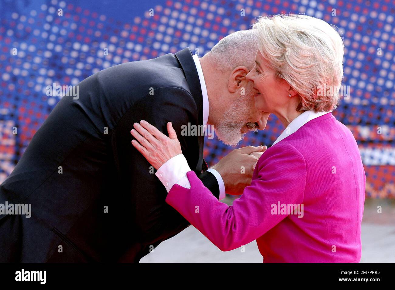 Albanian Prime Minister Edi Rama, left, greets European Commission ...