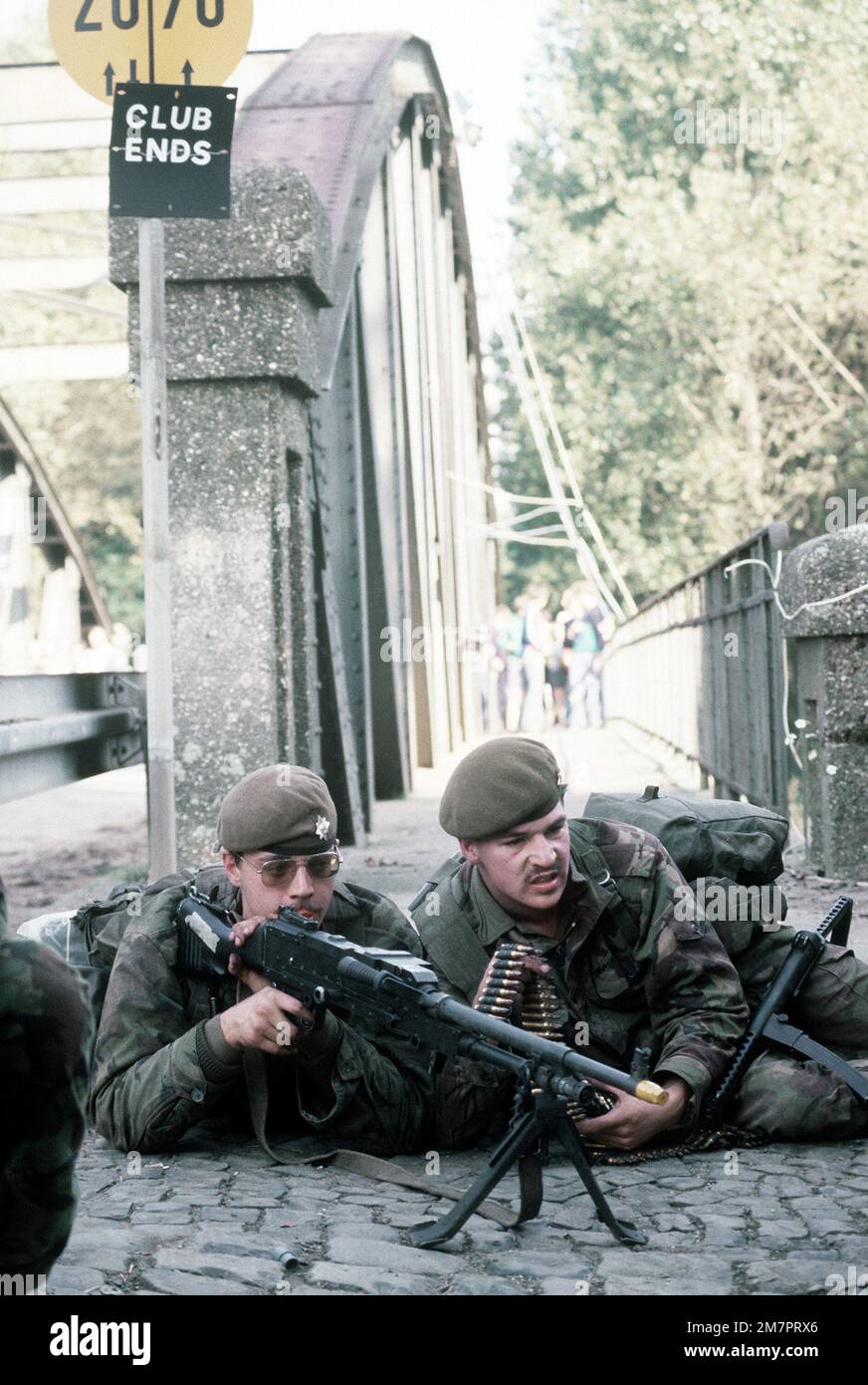 Irish Guards defend a bridge against 82nd Airborne Division "aggressors ...
