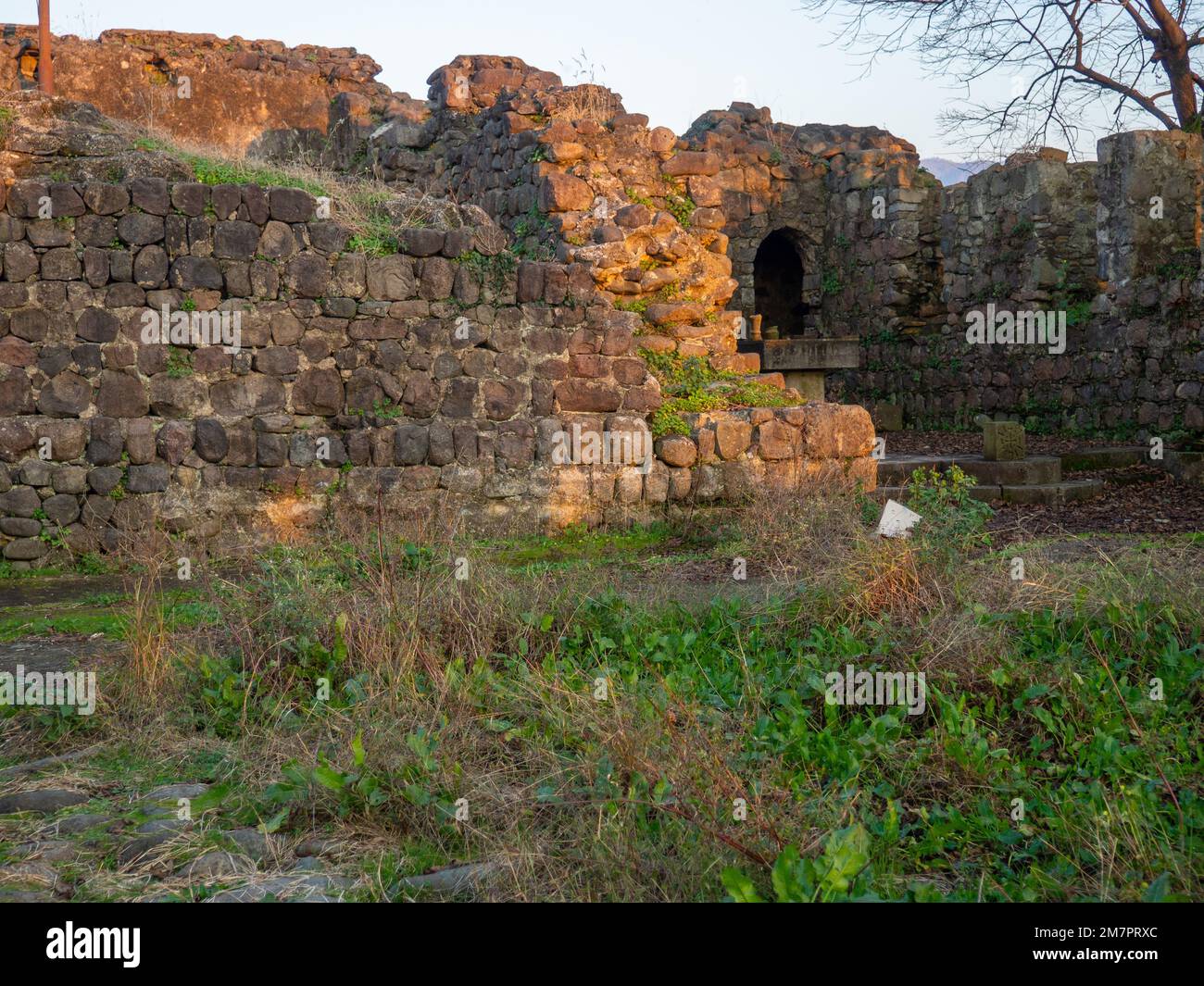 Ancient architecture. Remains of an old castle. Fortification building ...