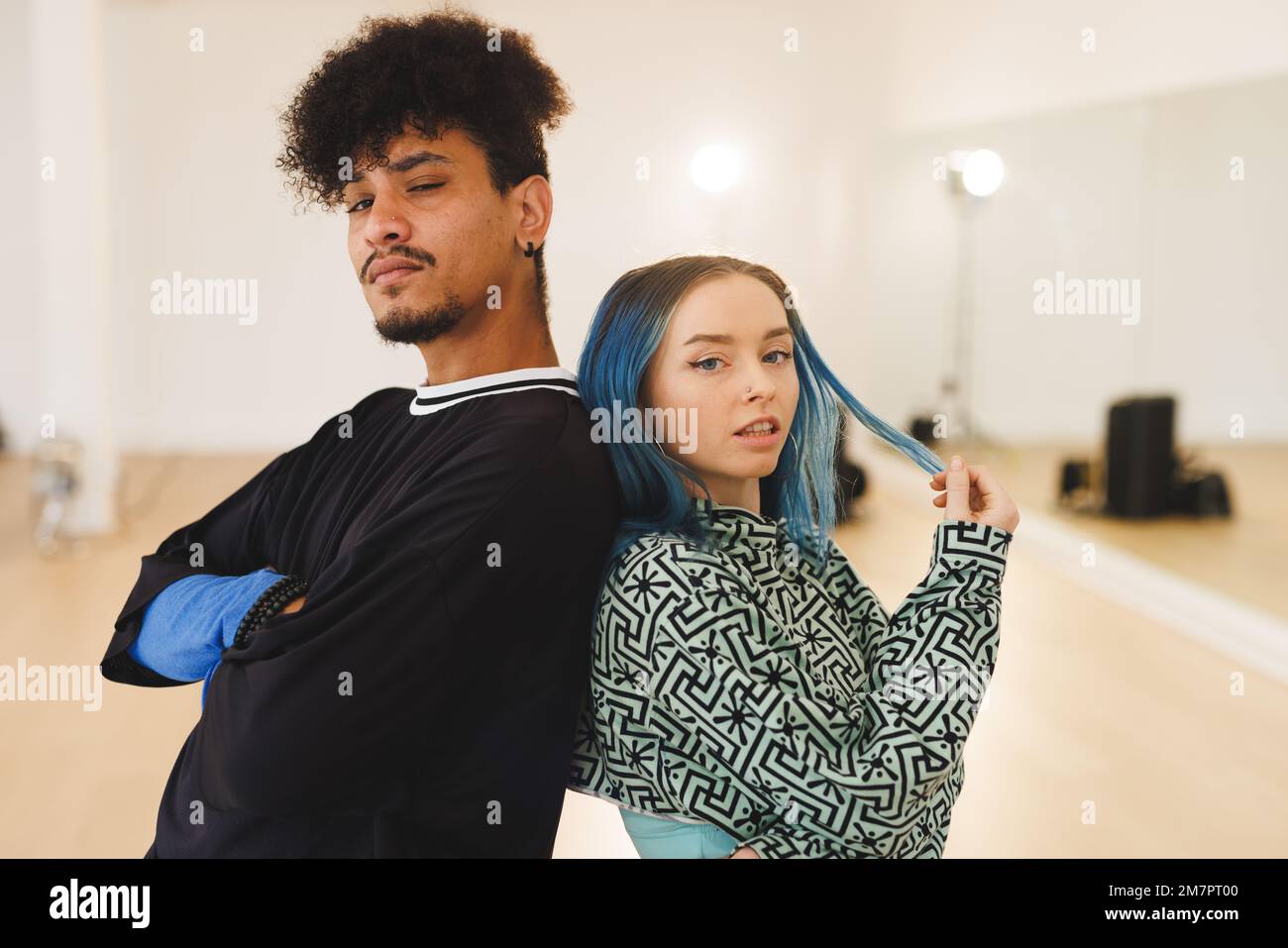Image of diverse male and female hip hop dancers posing to camera Stock ...