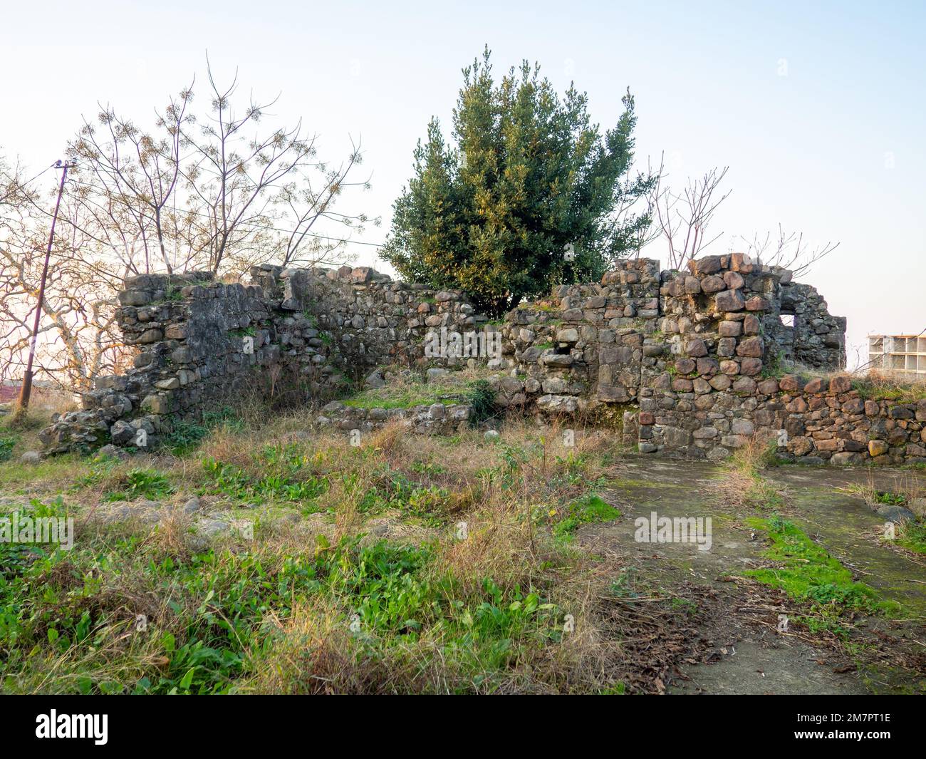 Ancient architecture. Remains of an old castle. Fortification building ...