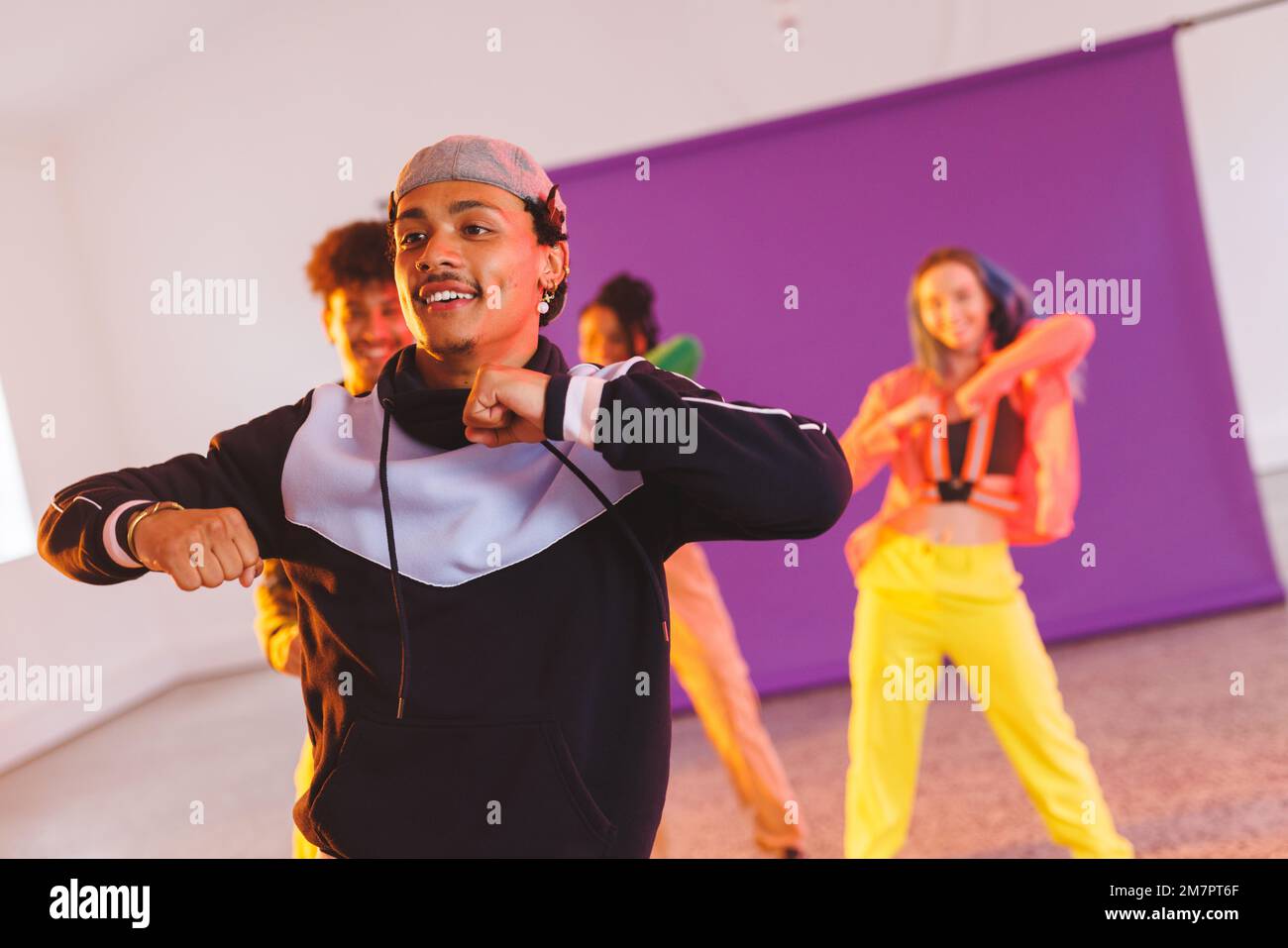 Image of group of group of diverse female and male hip hop dancers ...