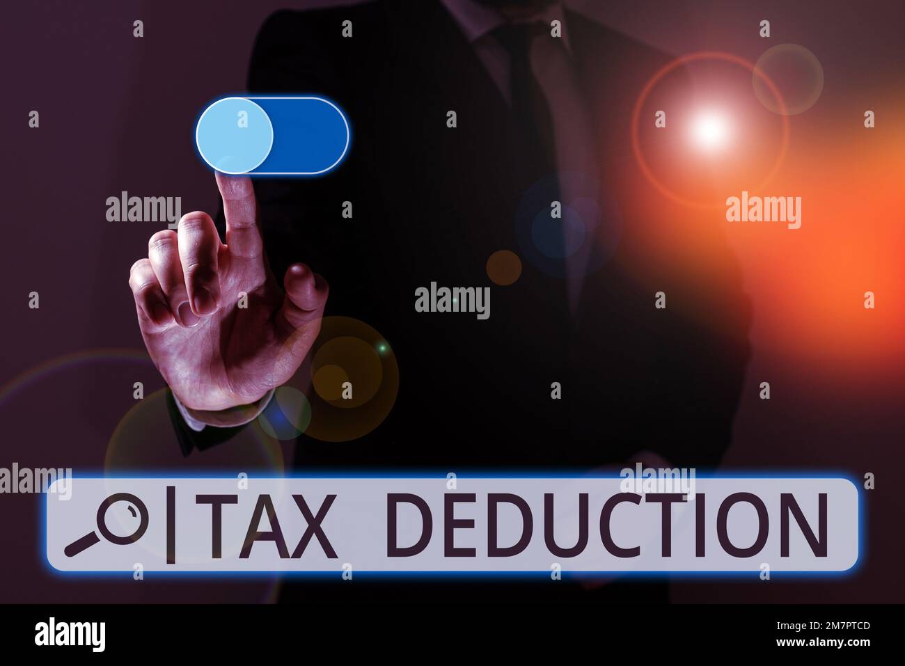 Conceptual display Tax Deduction, Business idea amount subtracted from ...