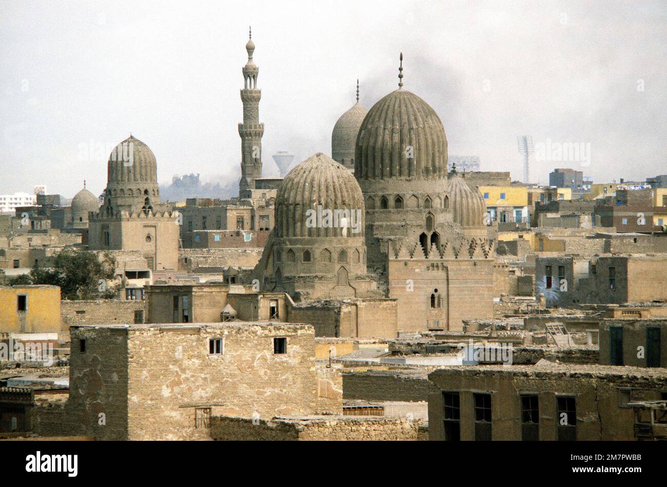 View of Cairo, Egypt skyline showing minarets, temple spires and other ...