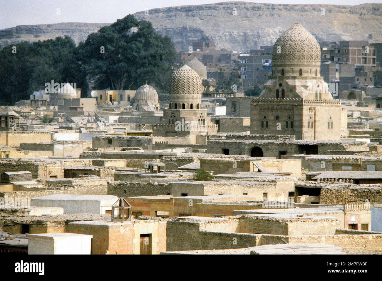 View of Cairo, Egypt skyline showing minarets, temple spires and other ...