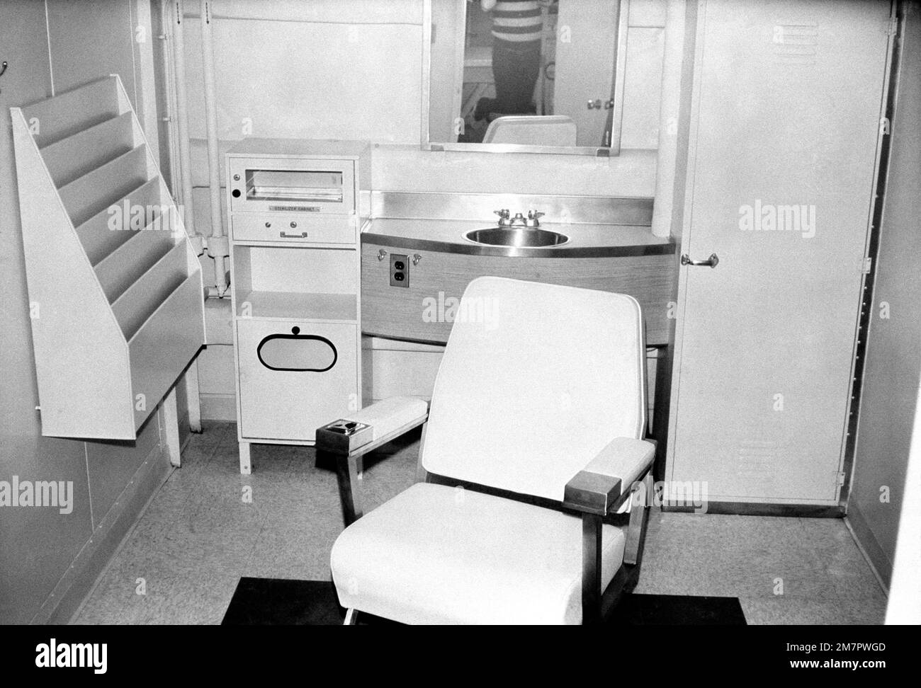 The barber shop aboard a large non-self-propelled repair, berthing and ...