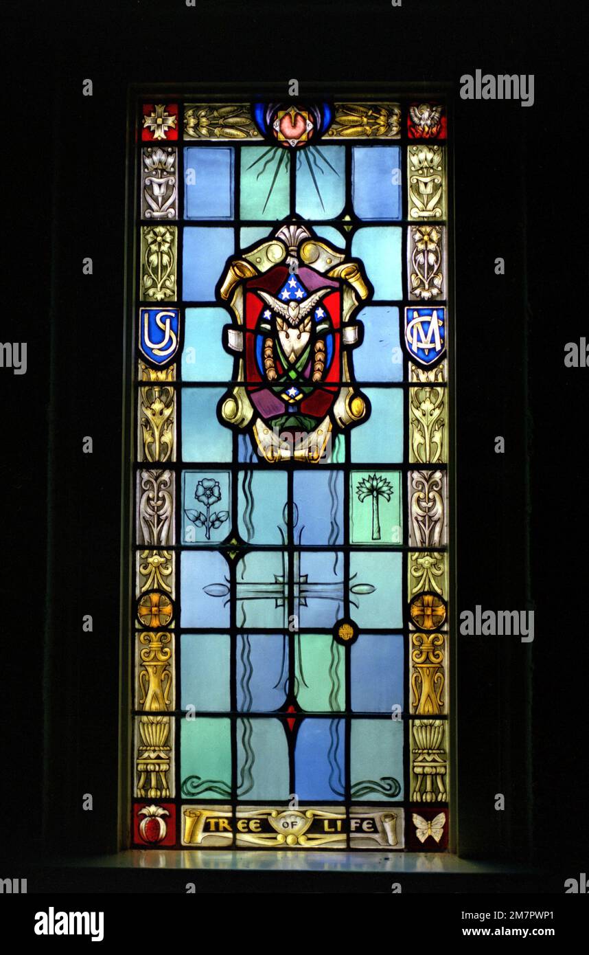 A full length view of the stained glass window titled "Tree of Life ...