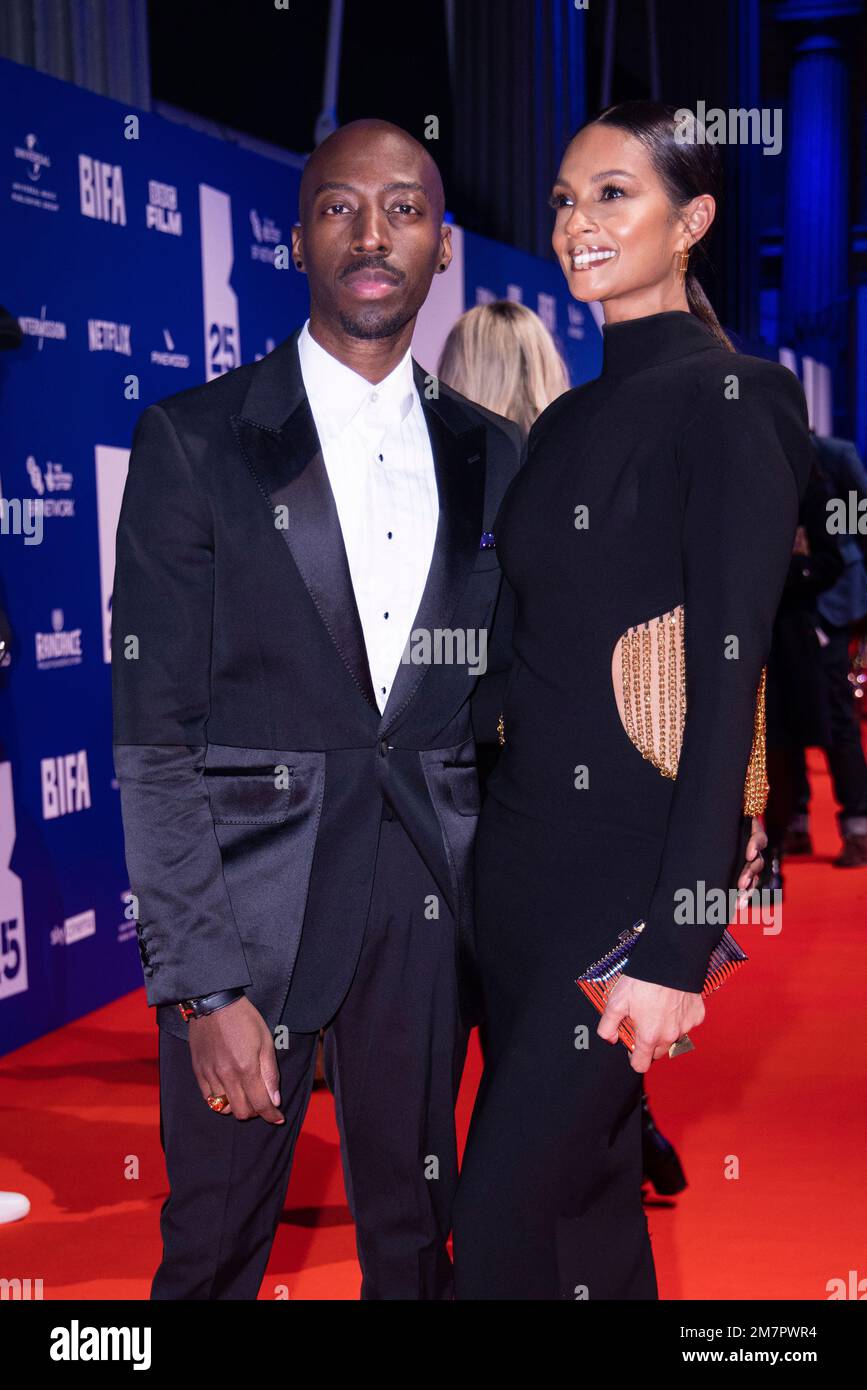 Alesha Dixon and Azuka Ononye pose for photographers upon arrival for ...