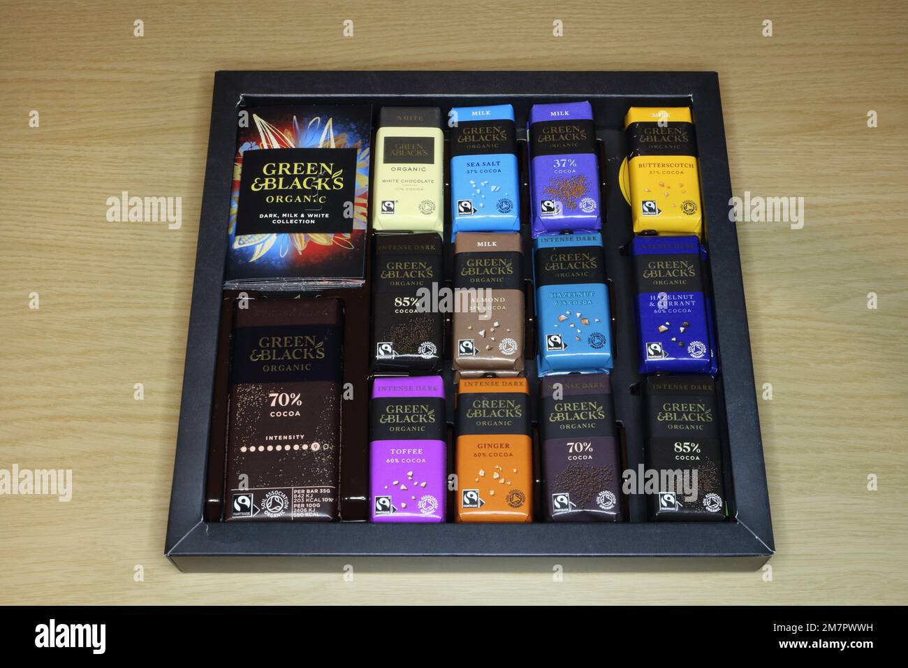 A selection pack of Green and Blacks chocolate bars. Selection box ...