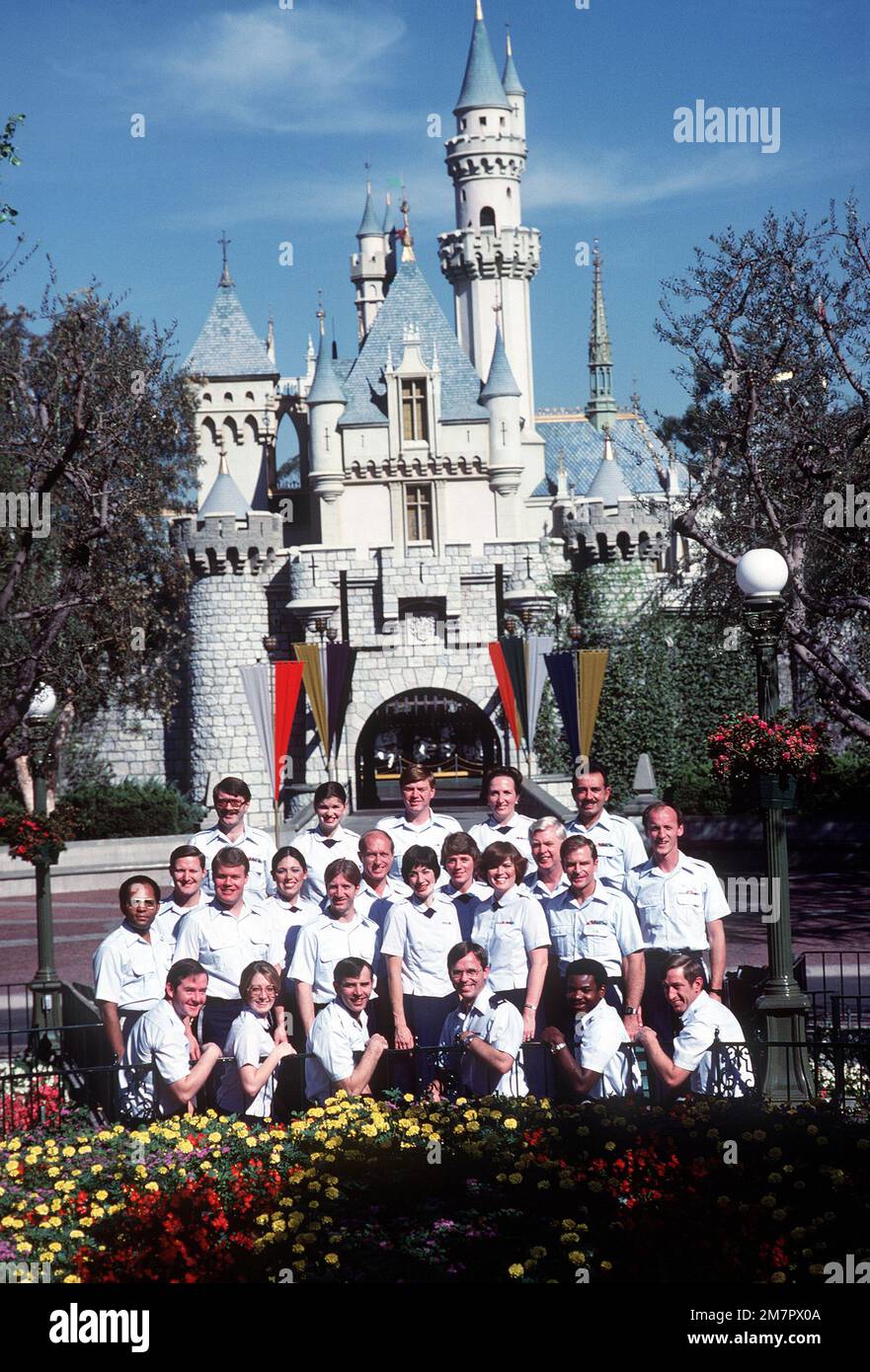 The Air Force Singing Sergeants at Disneyland, with a castle in the ...