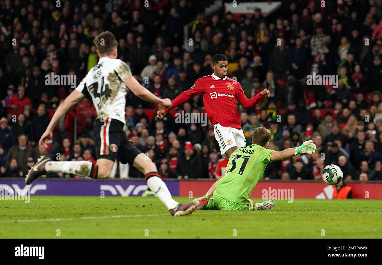 Manchester United's Marcus Rashford scores their side's second goal of ...
