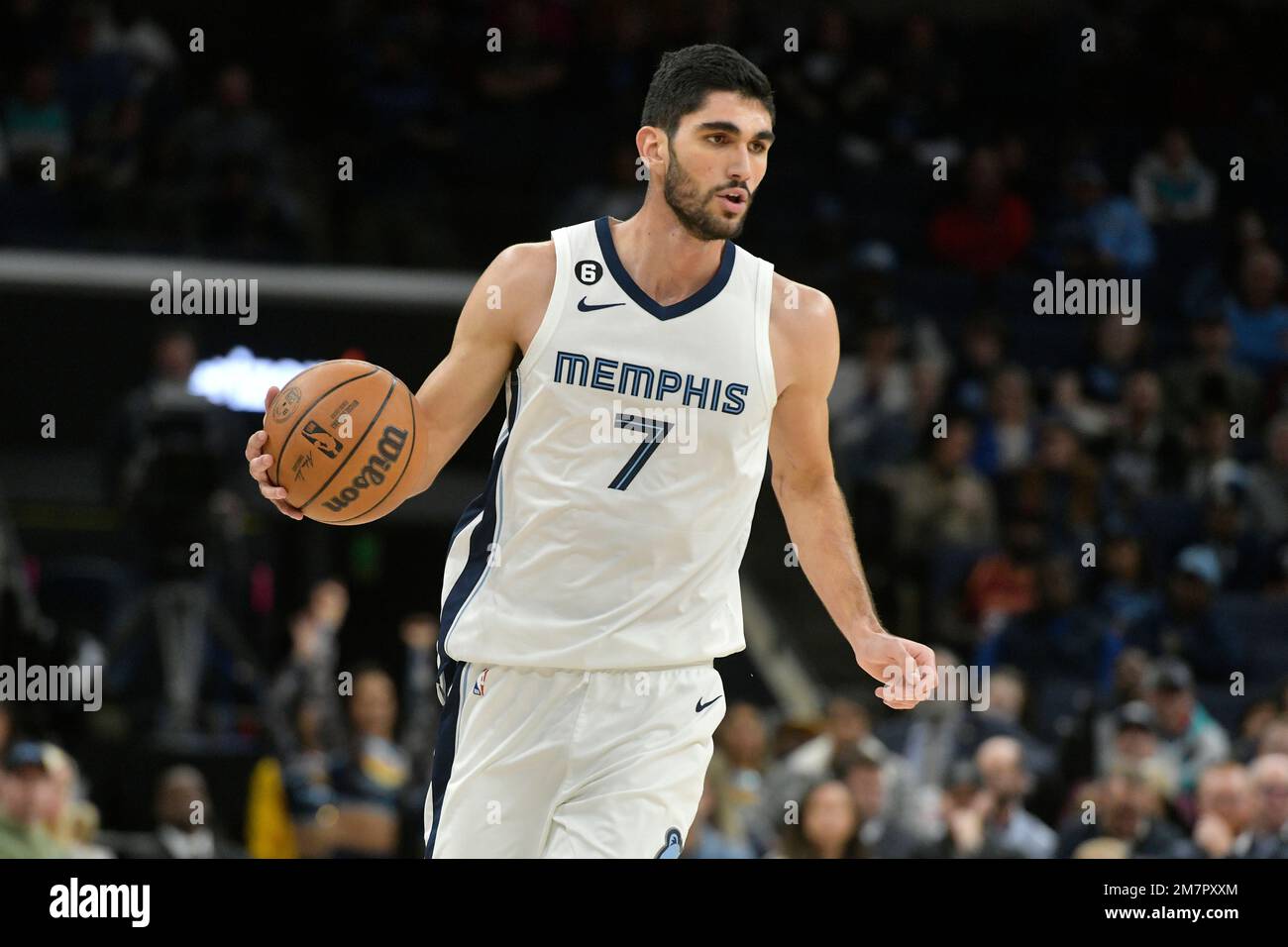 Memphis Grizzlies forward Santi Aldama (7) plays in the first half of ...