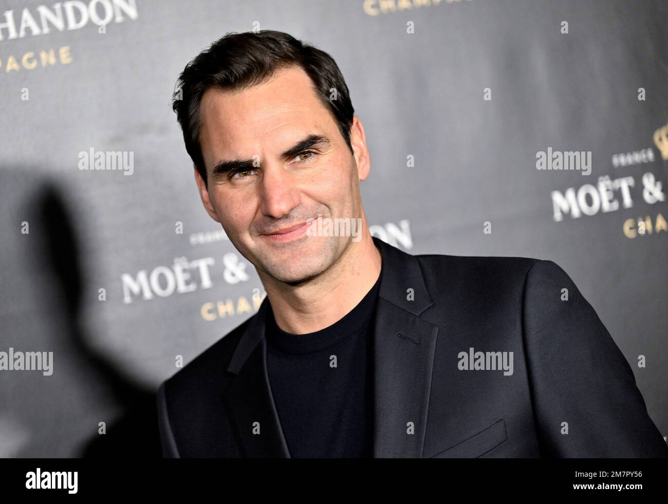 Roger Federer attends the Moet & Chandon holiday season celebration at ...