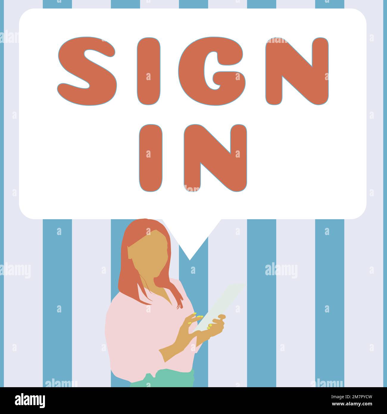 Hand writing sign Sign In. Business showcase to write your name on a ...