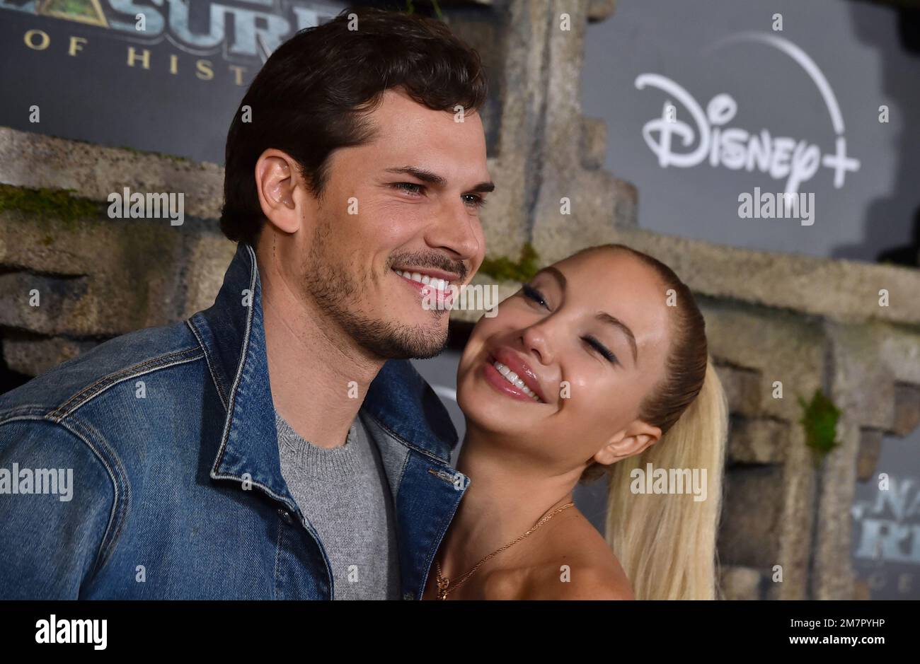 Gleb Savchenko, left, and Elena Belle arrive at a red carpet event for "National Treasure: Edge ...