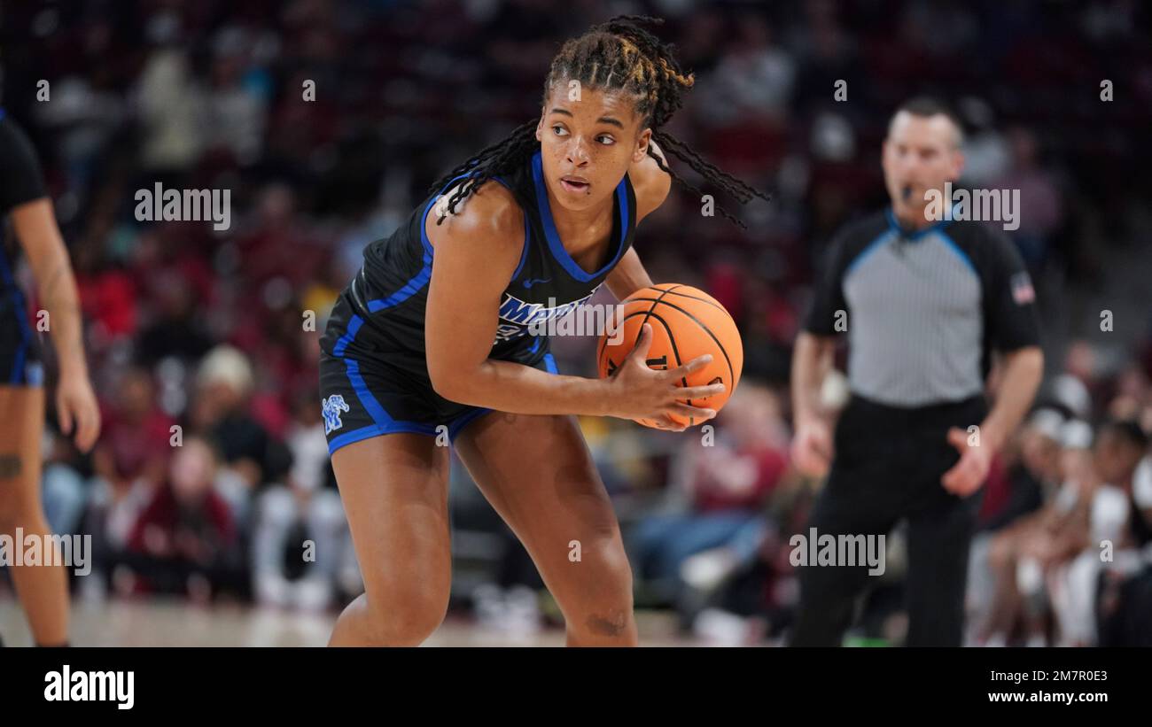 Memphis guard Jamirah Shutes looks for an open teammate during the ...