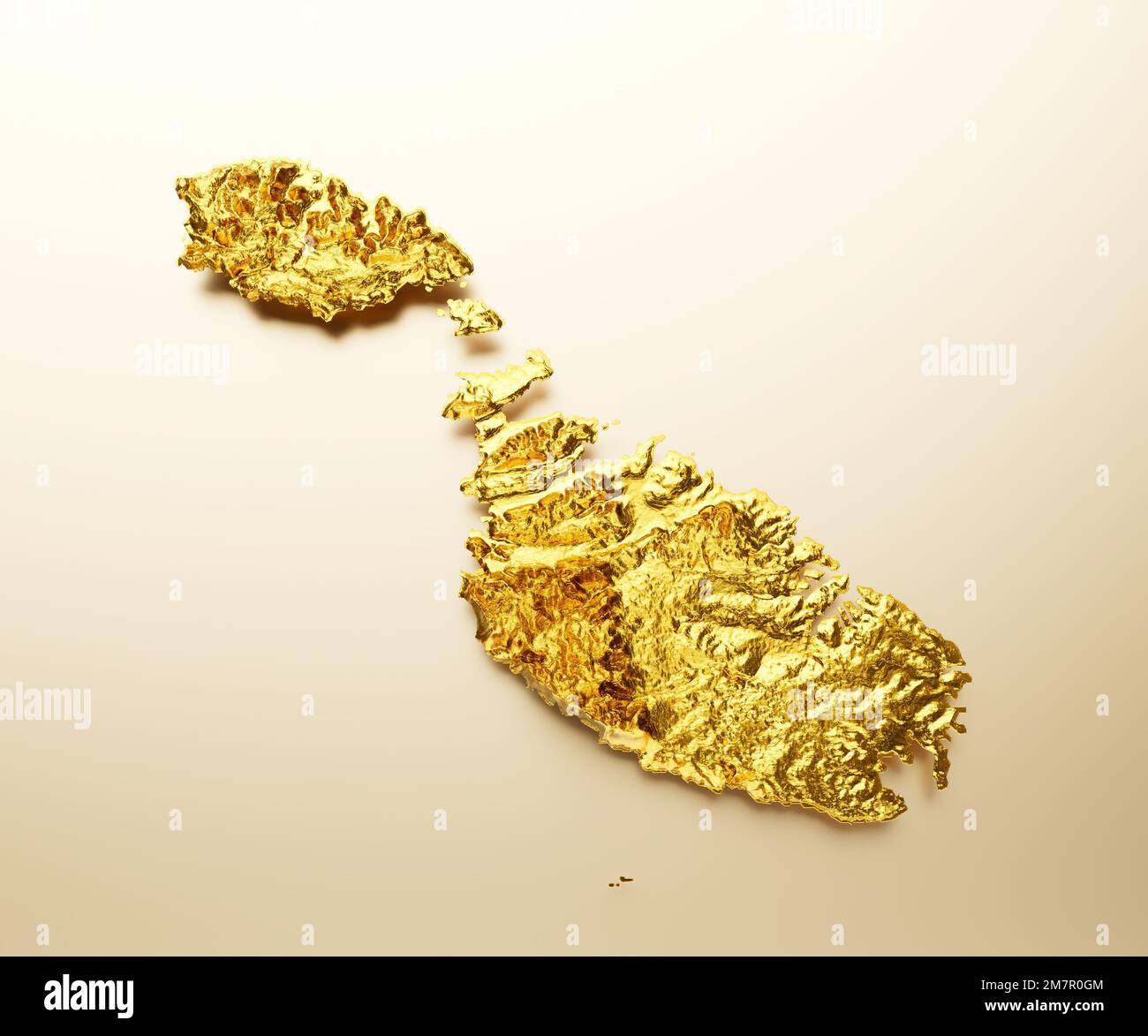 A 3d illustration of the golden Malta topographic map Stock Photo - Alamy
